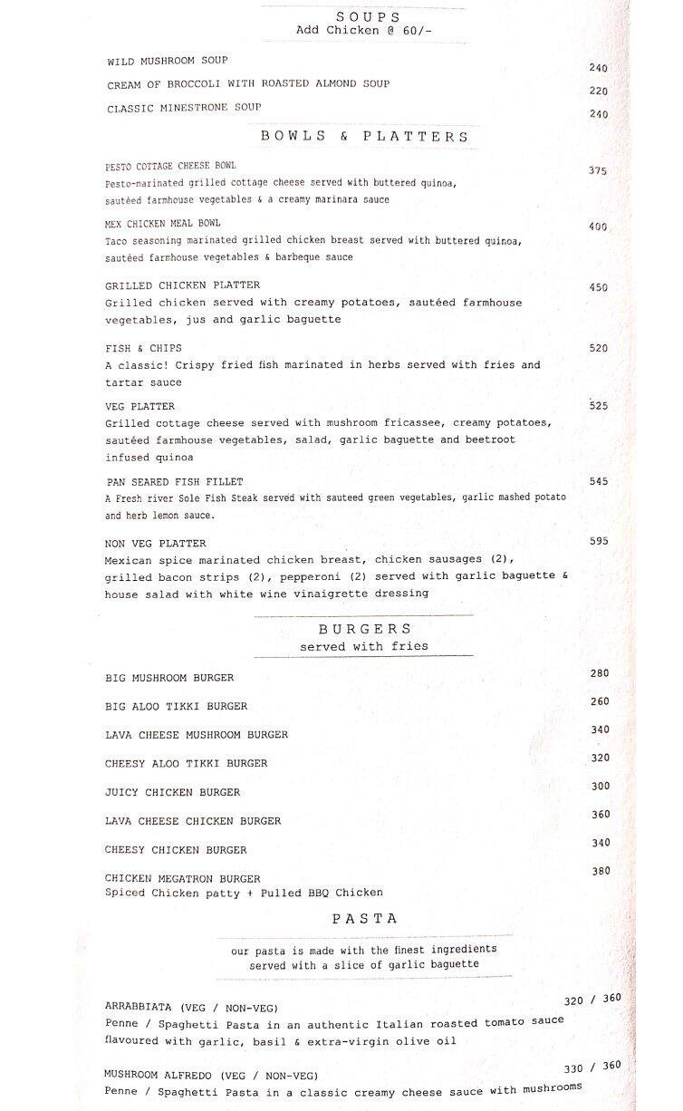 Menu at AMA Cafe, Dehradun