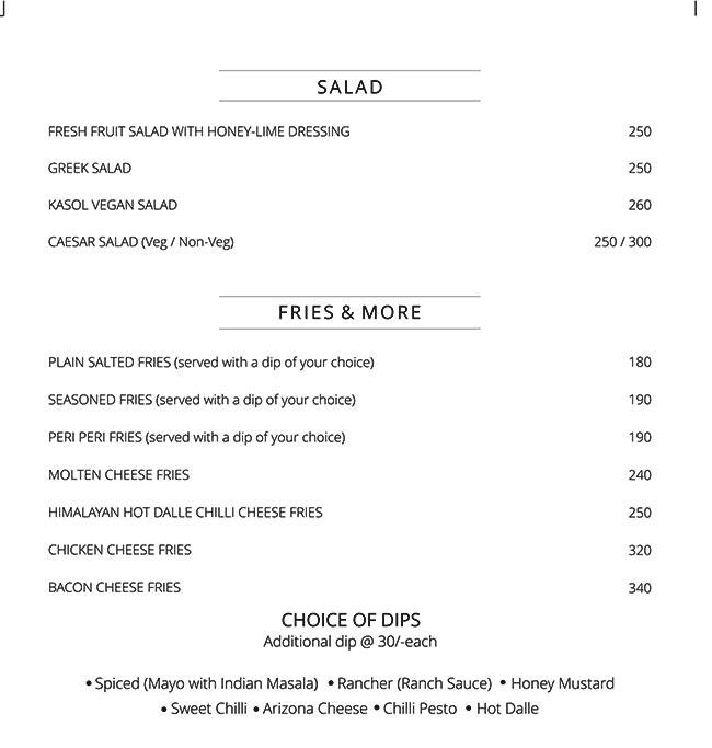 Menu at AMA Cafe, Dehradun