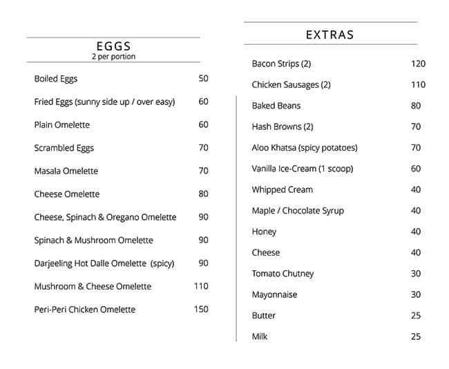 Menu at AMA Cafe, Dehradun