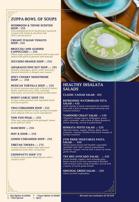 Menu of Thyme & Whisk, Piplod, Surat
