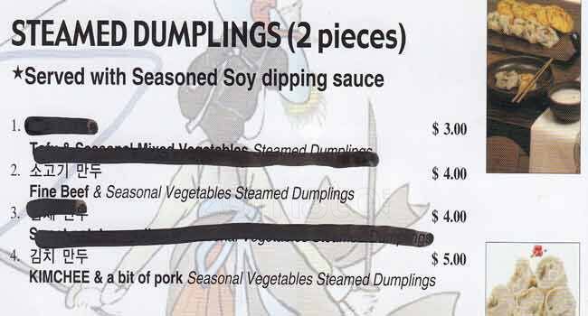 Menu at Took Bae Kee Restaurant, Perth