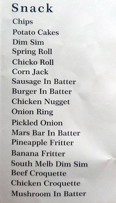 Menu at Emerald Fish and Chippery fast food, Emerald