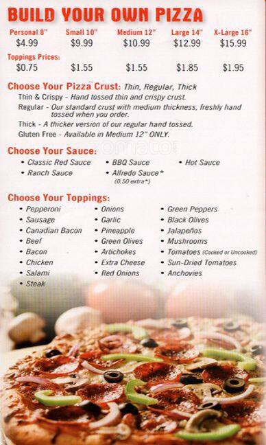 Menu at Pizza Time pizzeria, Tacoma, Pacific Ave