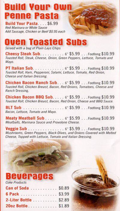 Menu at Pizza Time pizzeria, Tacoma, Pacific Ave