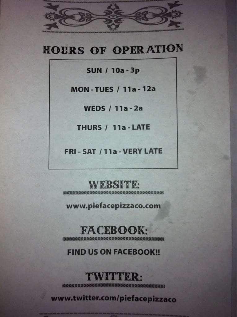 Menu at Noble Pie Parlor Downtown restaurant, Reno, 239 W 2nd St