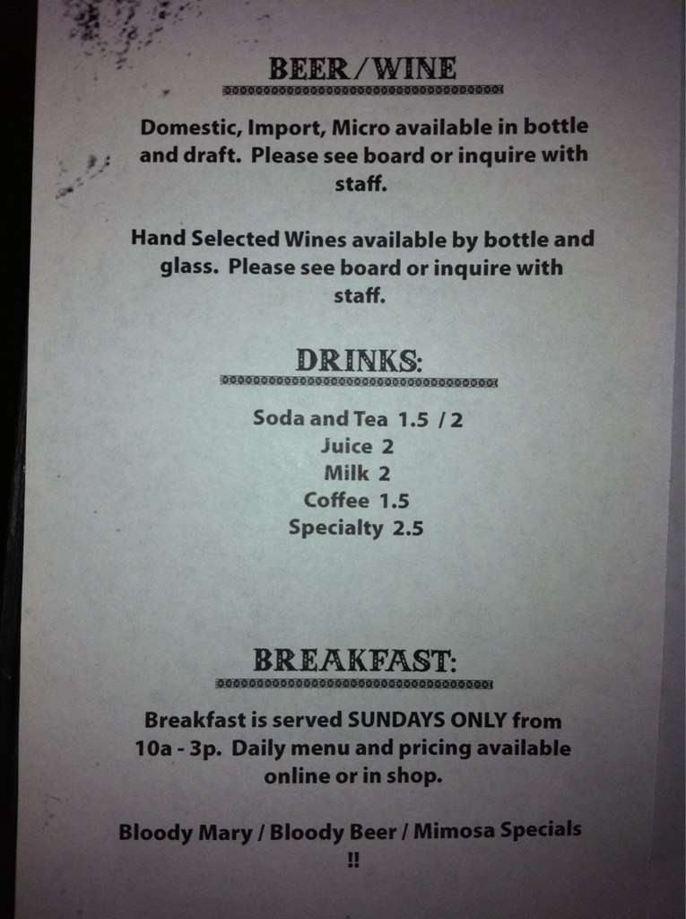 Menu at Noble Pie Parlor Downtown restaurant, Reno, 239 W 2nd St