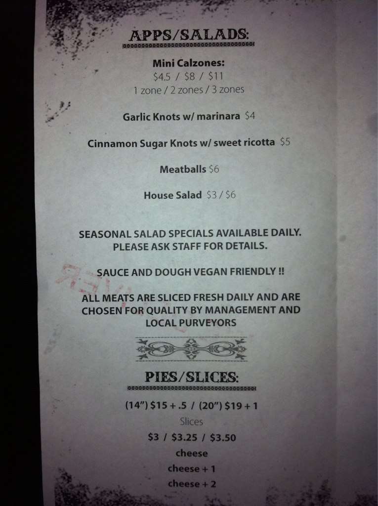 Menu at Noble Pie Parlor Downtown restaurant, Reno, 239 W 2nd St