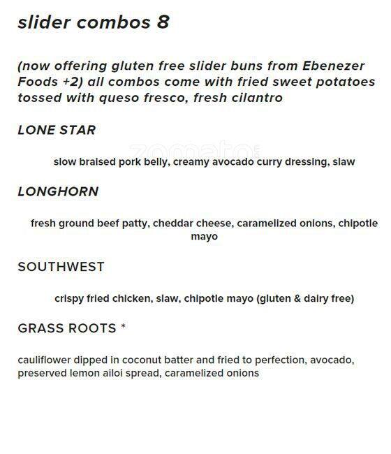 Menu at Belly Up, Austin, Manchaca Road