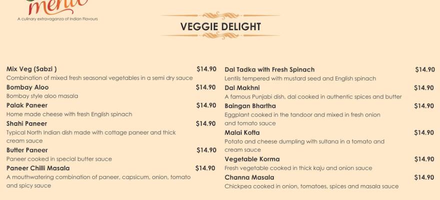 Menu at Memories of India restaurant, Ravenhall
