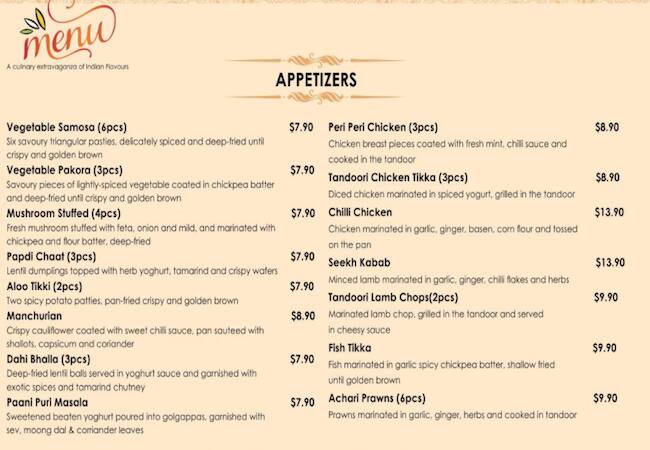 Menu at Memories of India restaurant, Ravenhall