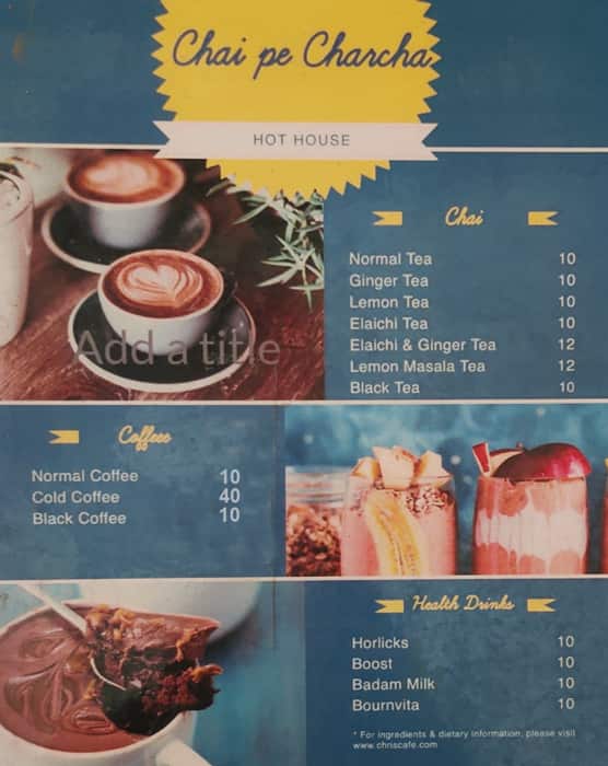 Menu at ChatPata Corner, Bengaluru
