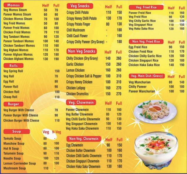 Menu of Momos Treat, Najafgarh, New Delhi