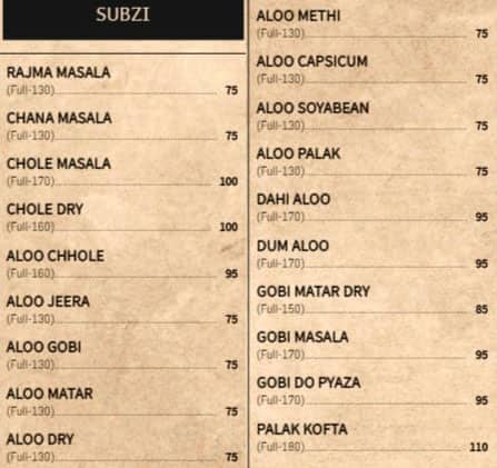 Menu at Swad Anokha foods, Bengaluru, 27/1