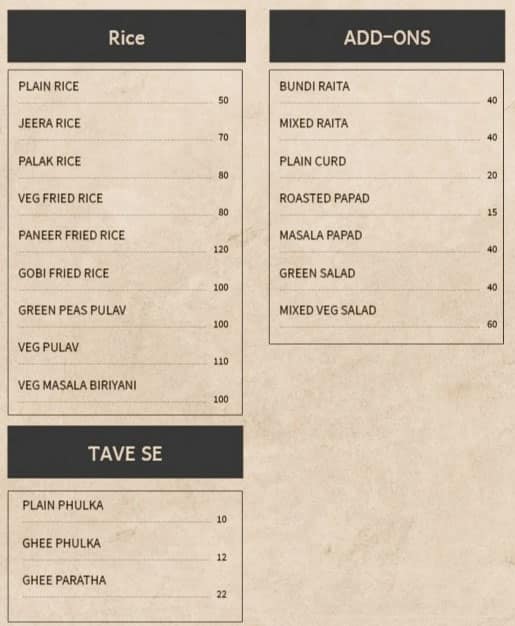 Menu at Swad Anokha foods, Bengaluru, 27/1