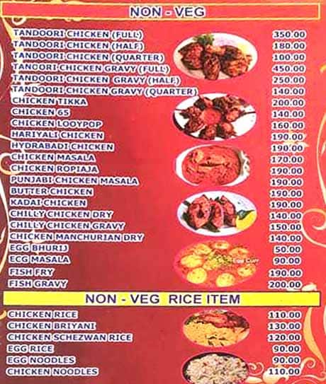Menu at Roshan Punjabi dhaba no 1, Chennai