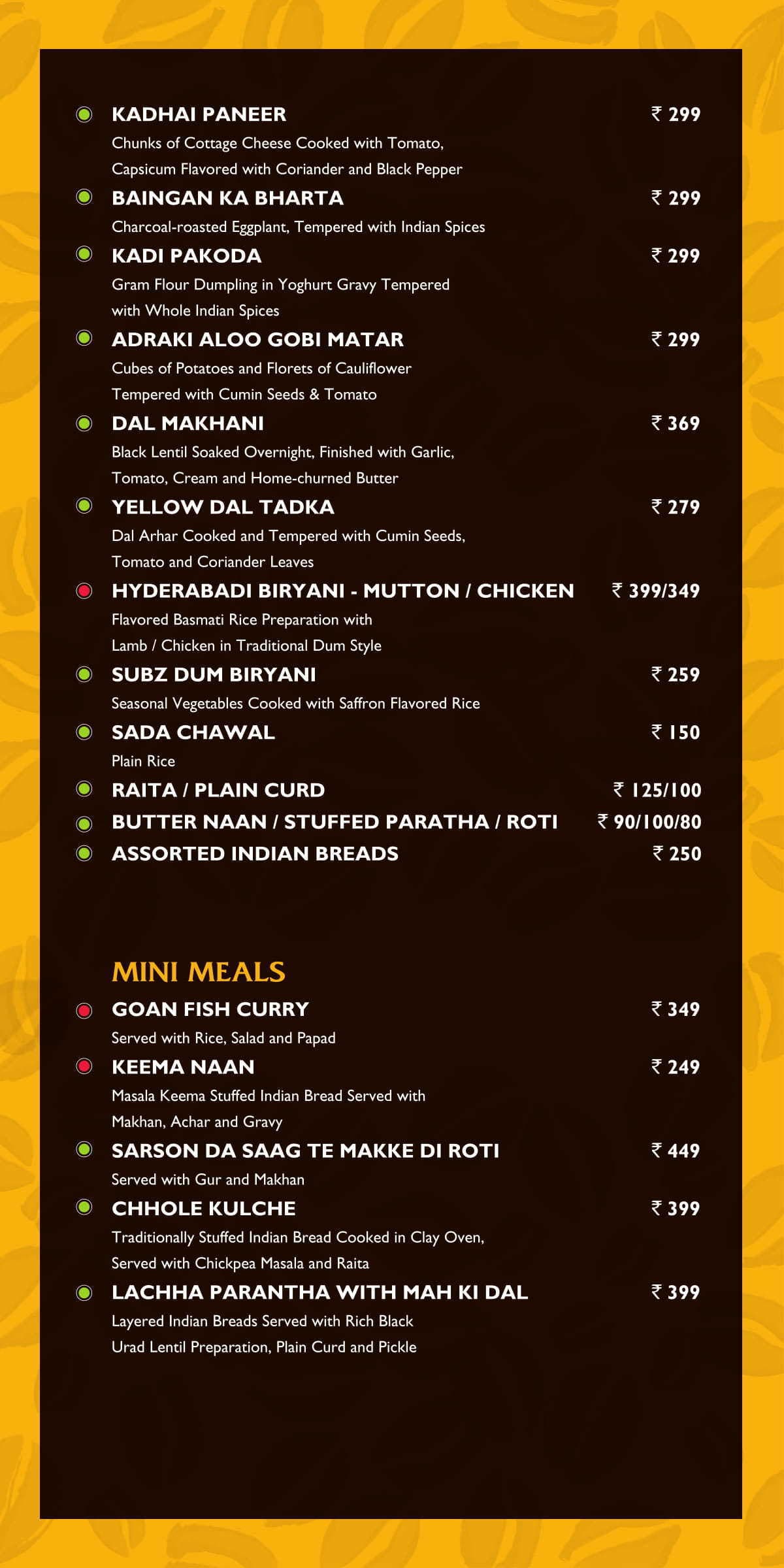 Menu at Spotlight - The Golden Tulip, Bengaluru