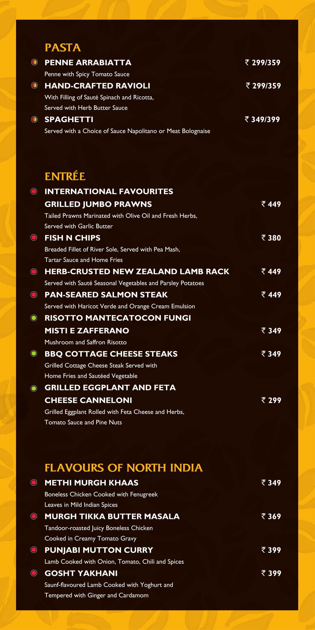 Menu at Spotlight - The Golden Tulip, Bengaluru