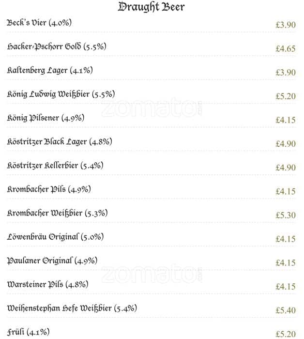 Octoberfest Pub Menu, Menu for Octoberfest Pub, Fulham, London - Zomato UK