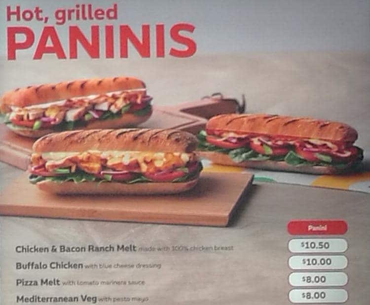 Menu at Subway Westfield Queensgate, Wellington, Kiosk K032 Westfield ...