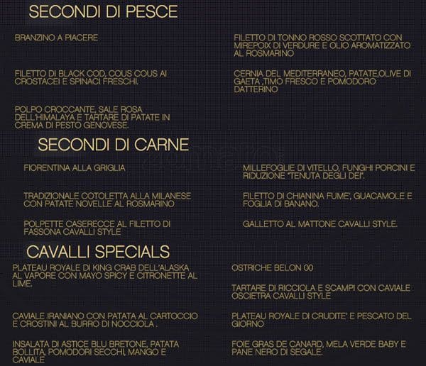 Carta de Justme Milano - Restaurant & Club, Milan