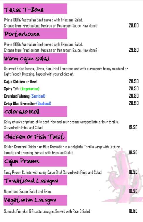 Menu at Mexican Graffiti fast food, Geelong