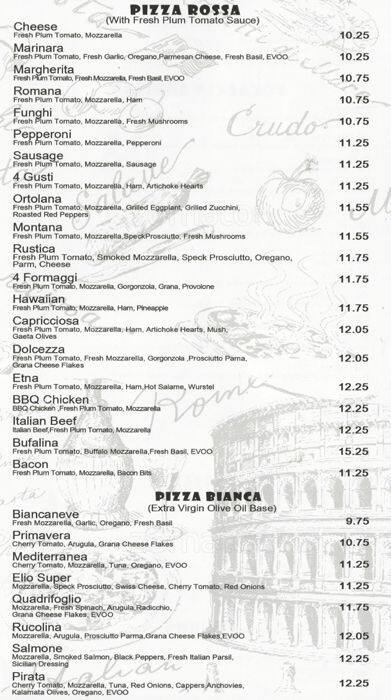 Menu at Elio Pizza On Fire pizzeria, Addison, 520 W Lake St