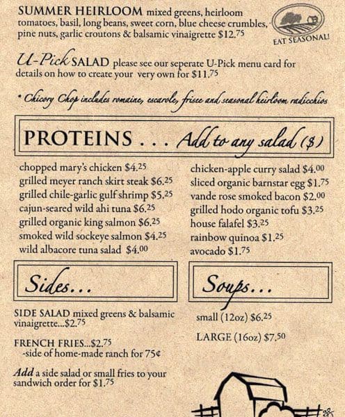 Menu at Blue Barn Polk, San Francisco