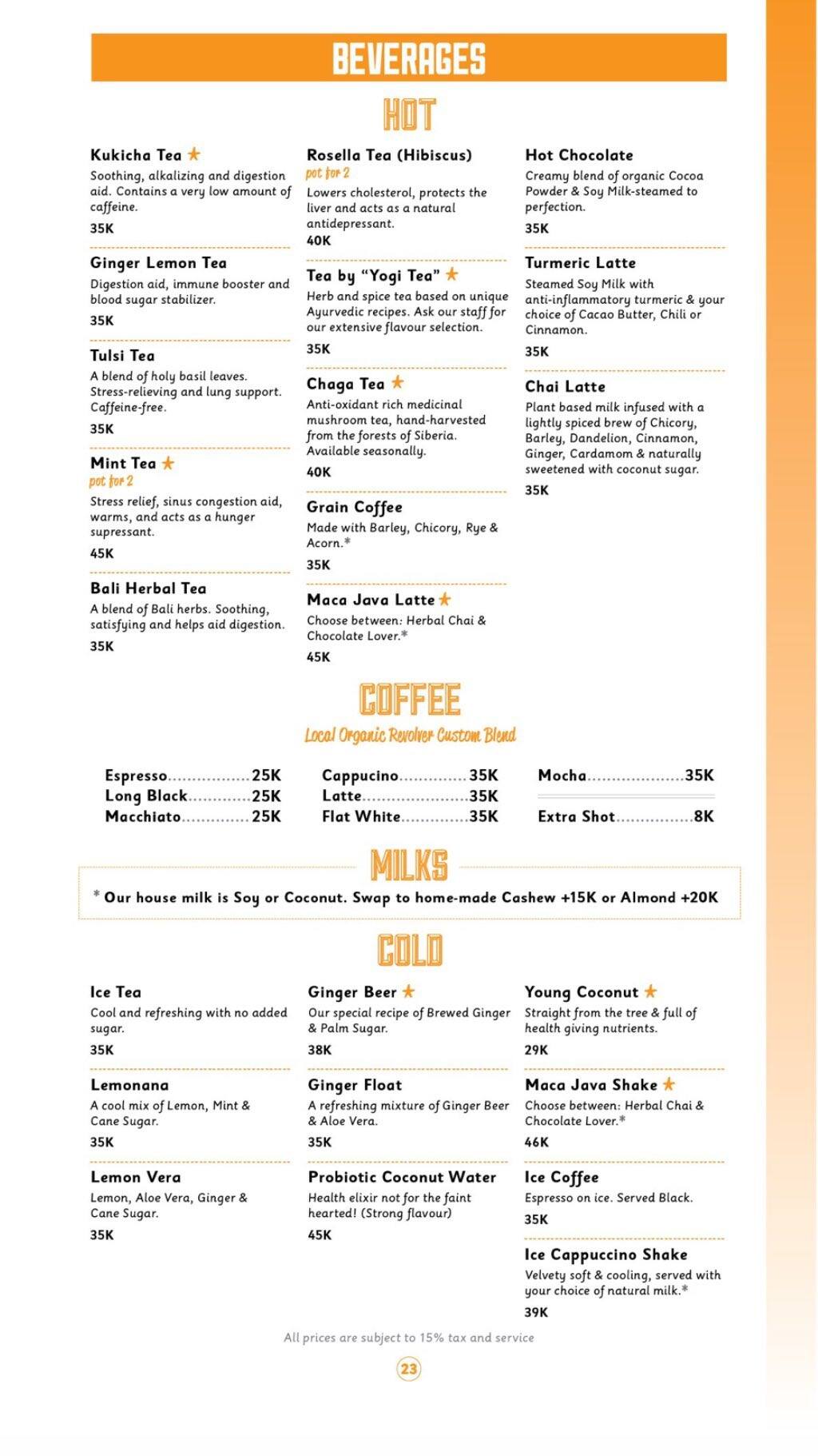 Menu at Earth Cafe & Market Ubud, Ubud