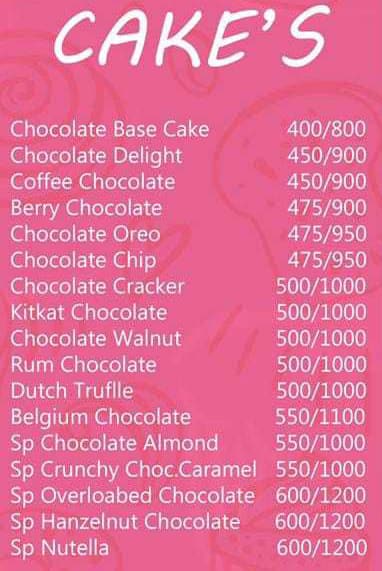 Menu of Anytime Cake House, Vile Parle East, Mumbai