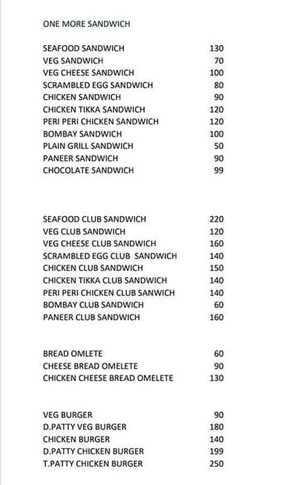 Menu of Hungry Time Sandwich, Chengalpattu, Chennai