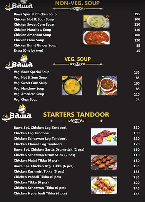 Menu of Bawa Food Joint, Mohammad Ali Road, Mumbai