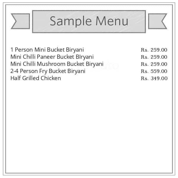 Menu of Fry Bucket Biryani, Venkojipalem, Vizag