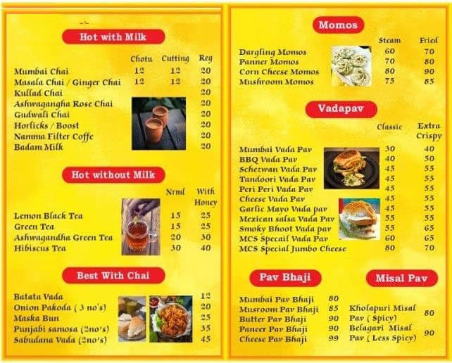 Menu of Mumbai Chai & Snacks, Ittige Gudu, Mysore