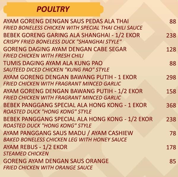 Menu at Qi Lounge pub & bar, Jakarta