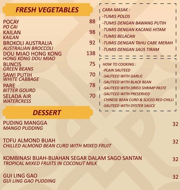 Menu at Qi Lounge pub & bar, Jakarta