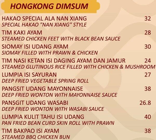 Menu at Qi Lounge pub & bar, Jakarta