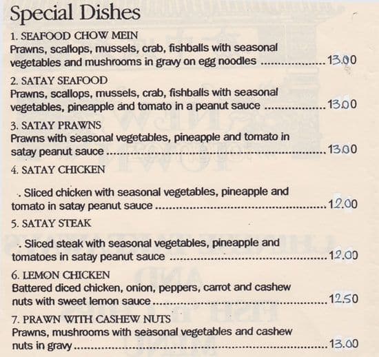 Menu at New Town Chinese Takeaways fast food, Christchurch