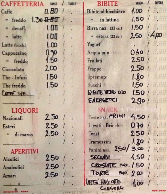 Menu da Il baretto trombetta, Roma, viale Ippocrate 94/b