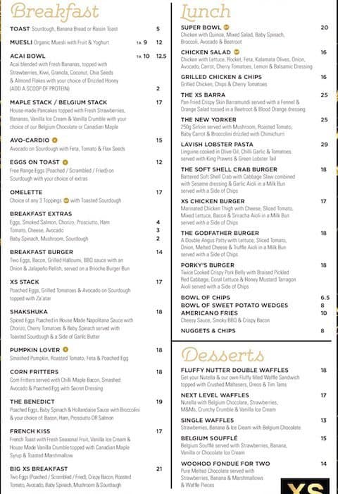 Xtremely Xpresso Menu