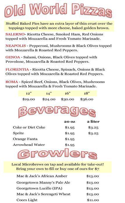 Menu at Flying Pie Pizzeria, Issaquah