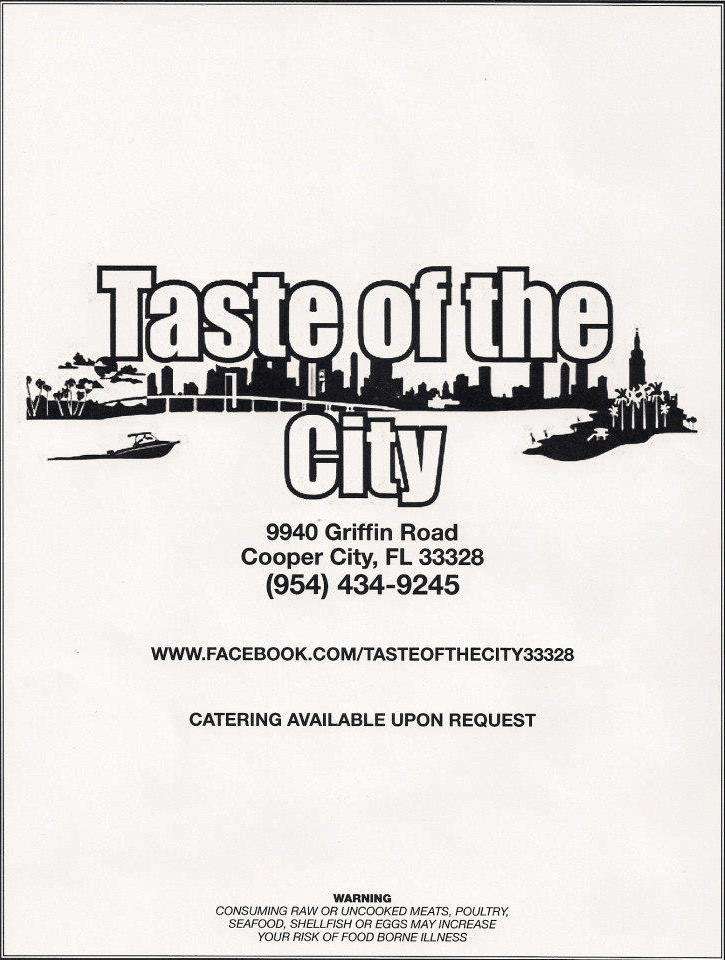 Menu at Taste Of The City cafe, Cooper City