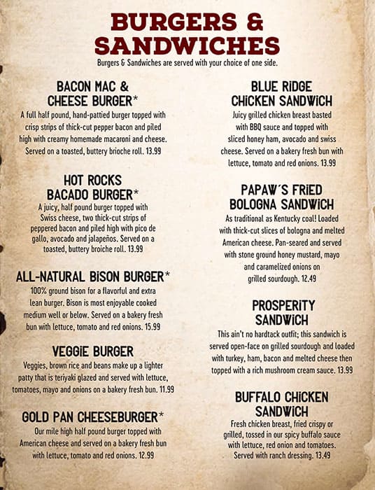 Menu at Timberwood Grill pub & bar, Pigeon Forge