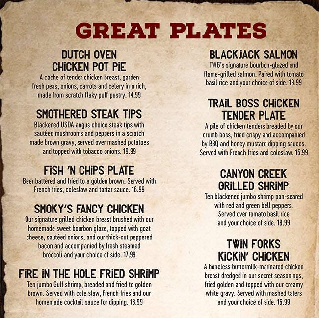 Menu at Timberwood Grill pub & bar, Pigeon Forge