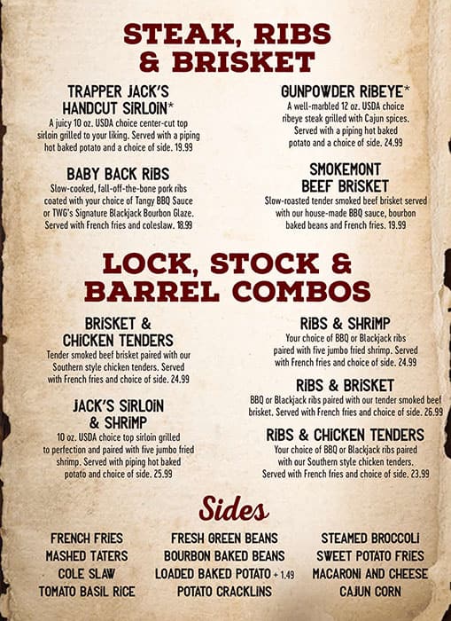 Menu at Timberwood Grill pub & bar, Pigeon Forge