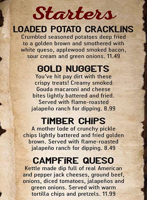 Menu at Timberwood Grill pub & bar, Pigeon Forge