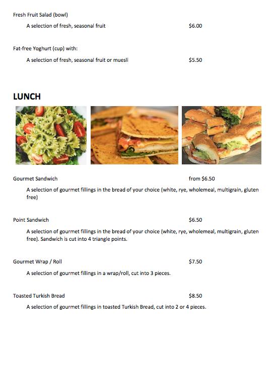 Menu at Da Moose Cafe, Altona