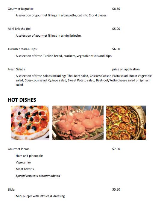 Menu at Da Moose Cafe, Altona