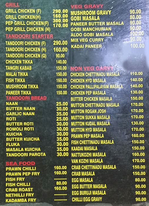 Menu at karaikudi chettinadu mess, Coimbatore, 421 /903