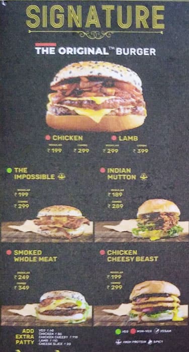 Menu of Signature By Biggies Burger, Bannerghatta Road, Bangalore