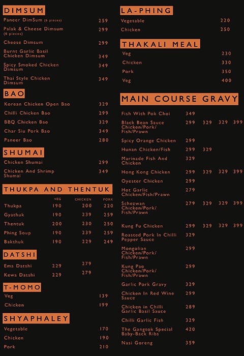 Menu at The Gangtok Kitchen - TGK, Kolkata